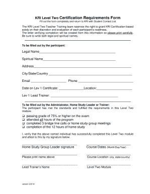 Fillable Online kundaliniresearchinstitute KRI Level Two Certification ...