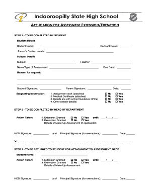 Fillable Online Assessment - Request for Extension - Indooroopilly ...