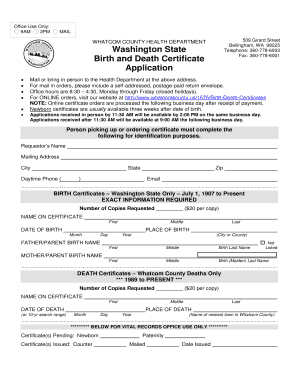 Fillable Online whatcomcounty Washington State bBirthb and Death ...