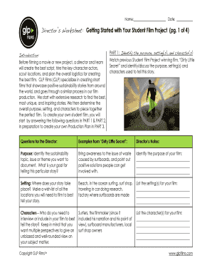 Fillable Online Directors Worksheet - GLP Films Fax Email Print - pdfFiller