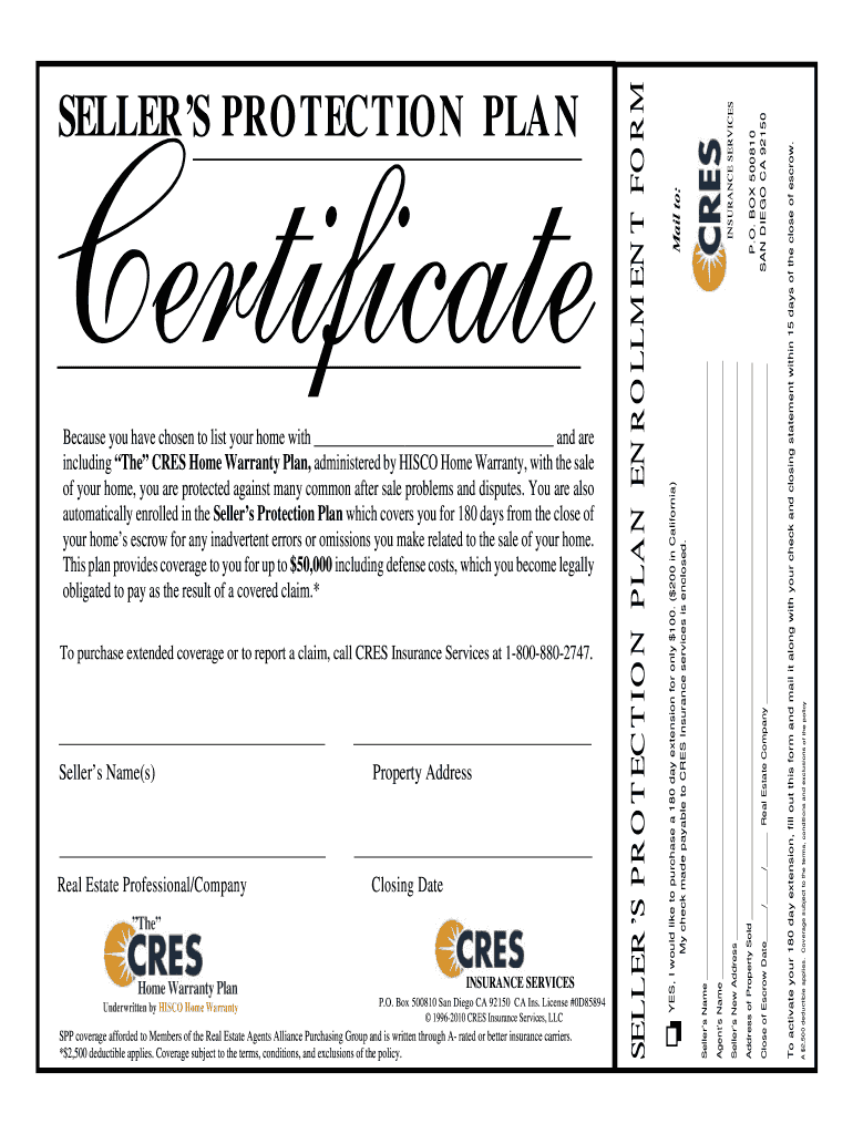 Fillable Online SELLERS PROTECTION PLAN M - NewPath Realty Fax Email ...