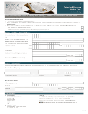 Fillable Online bcis co Authorised Signatory Update Form - BCIS Fax ...