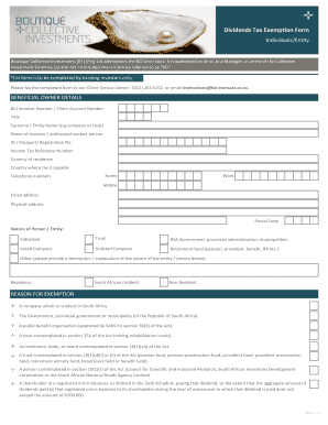 Fillable Online bcis co Dividends Tax Exemption Form - BCIS Fax Email Print - pdfFiller