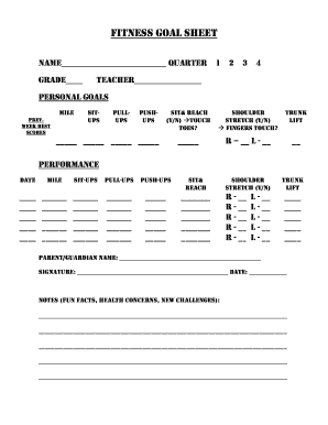Fillable Online roseville johnadamsacademy Fitness Goal Sheet Name ...