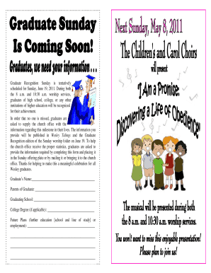 Fillable Online wesleybloom Graduate Recognition Sunday is tentatively ...