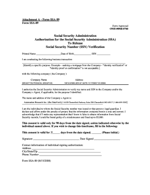 Fillable Online Attachment A - Form SSA 89 - MFG Banking Fax Email ...