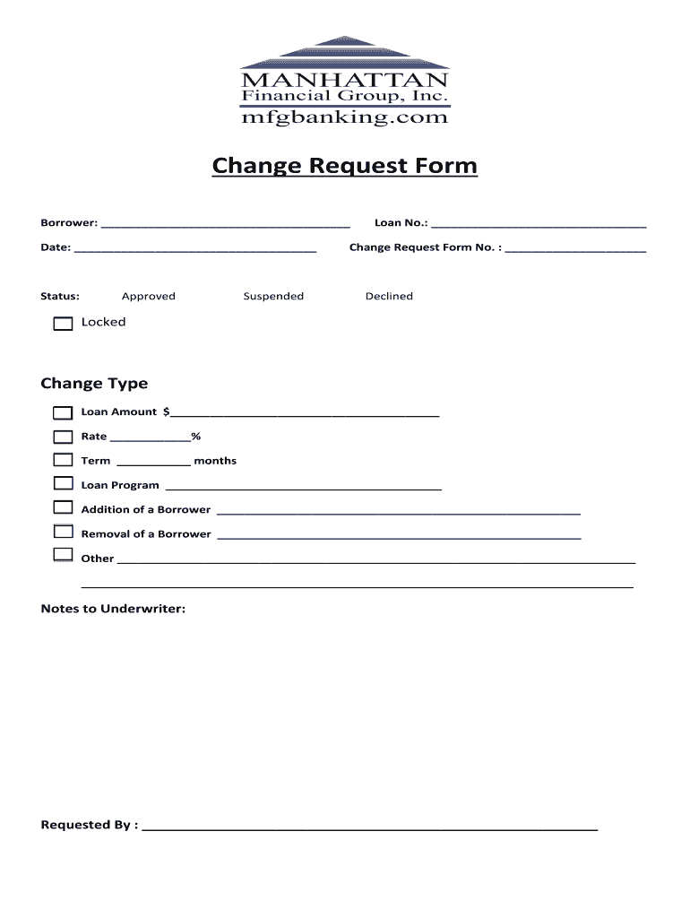 Fillable Online Change Request Form - MFG Banking Fax Email Print - pdfFiller