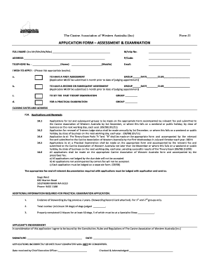 Fillable Online APPLICATION FORM ASSESSMENT EXAMINATION Fax Email Print ...