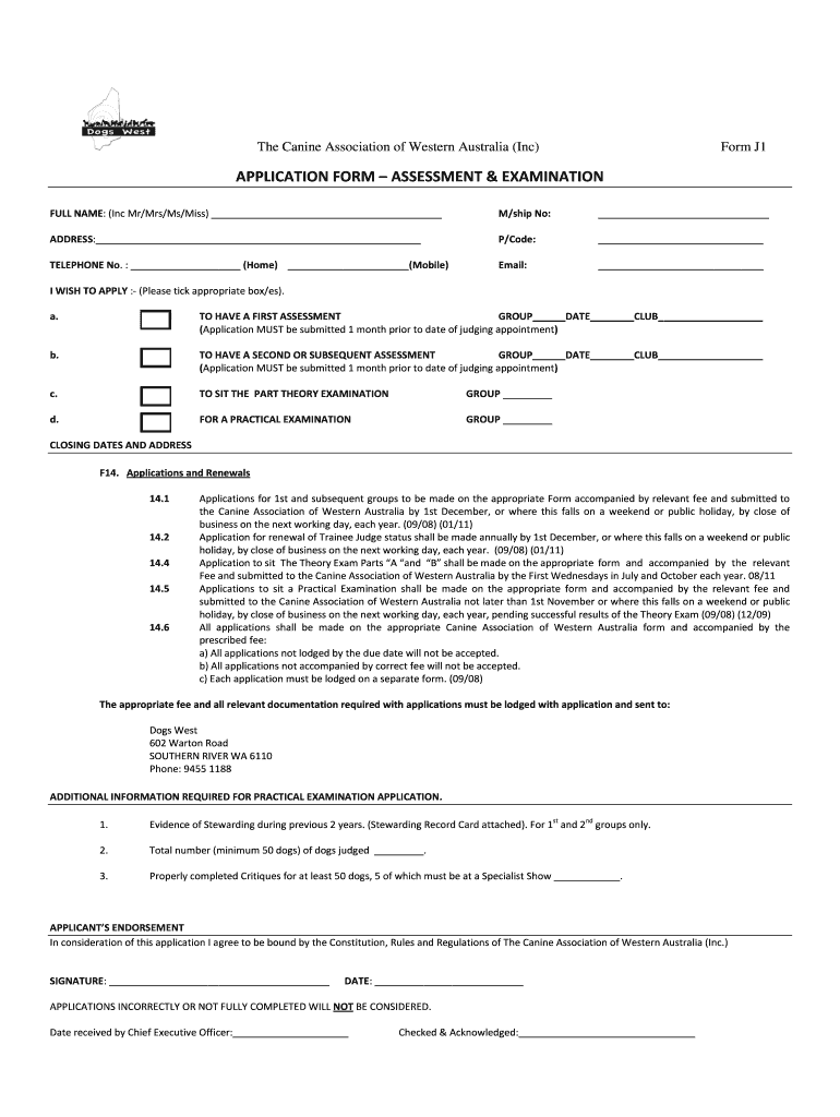 Fillable Online APPLICATION FORM ASSESSMENT EXAMINATION Fax Email Print - pdfFiller