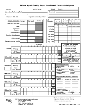 Fillable Online Effluent Aquatic Toxicity Report FormPhase II Chronic ...