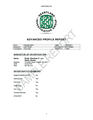Fillable Online ADVANCED PROFILE REPORT Fax Email Print - pdfFiller