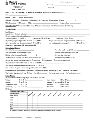 Fillable Online studenthealth uiowa GYNECOLOGY HEALTH HISTORY FORM Fax ...