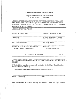 Fillable Online lababoard Louisiana Behavior Analyst Board Request for ...