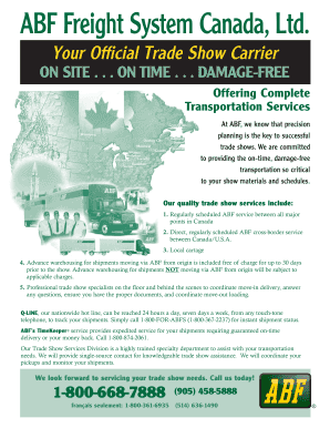 Fillable Online wrla ABF Freight System Canada Ltd - wrlaorg Fax Email ...