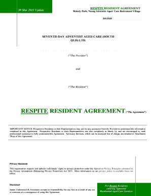 Fillable Online Respite Template - 1 July 2010 - Word PDF Final ES 2 ...