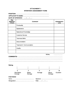 Fillable Online ATTACHMENT 1 INTERVIEW ASSESSMENT FORM POSITION ...