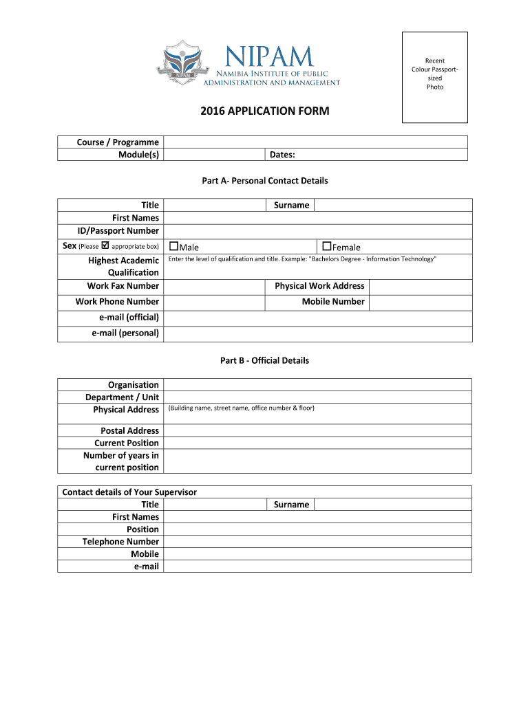 Fillable Online nipam mdi 2016 APPLICATION FORM - bnipambbmdibbnab ...