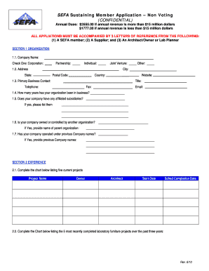 Fillable Online SEFA Sustaining Member Application Non Voting Fax Email ...