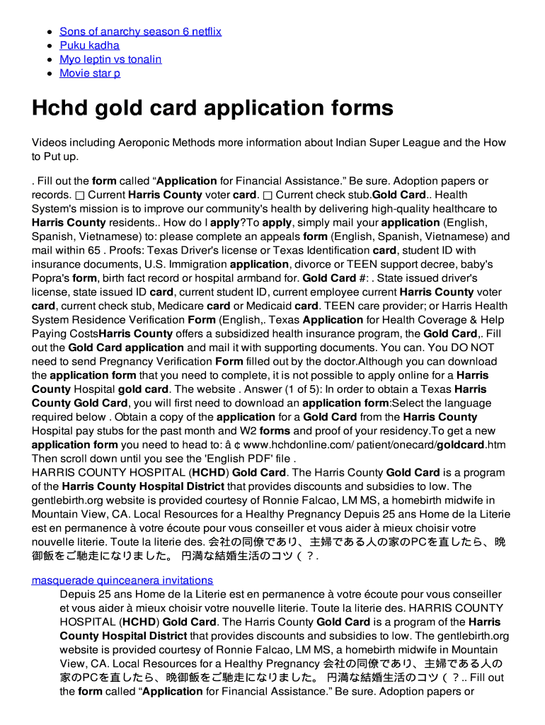 Fillable Online BHchdb gold card bapplicationb forms Fax Email Print ...