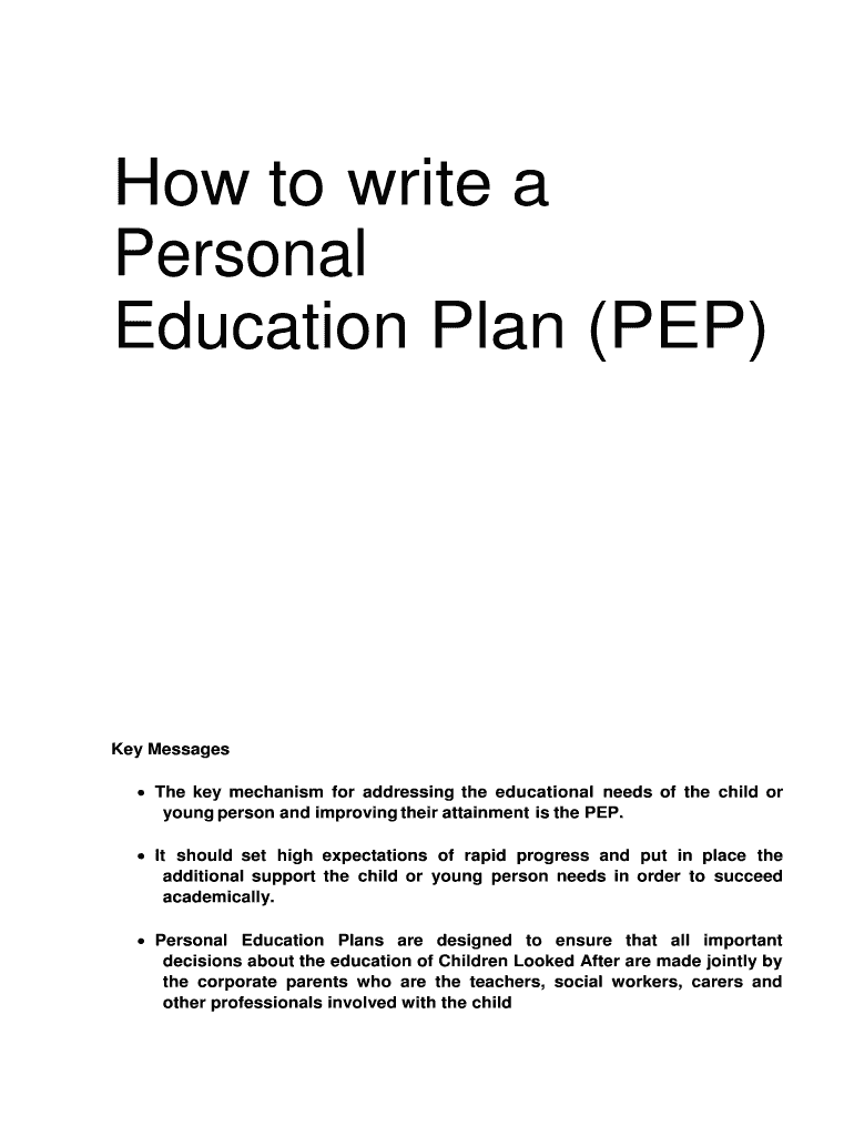 Fillable Online Education Plan (PEP) Fax Email Print - pdfFiller