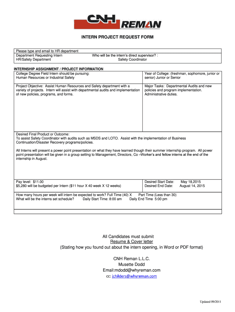 Fillable Online Department Requesting Intern Fax Email Print - pdfFiller