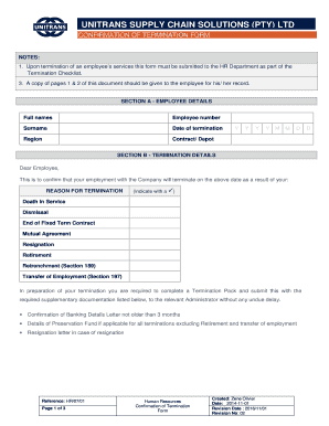 Fillable Online HR0701 Confirmation of Termination Form Fax Email Print ...