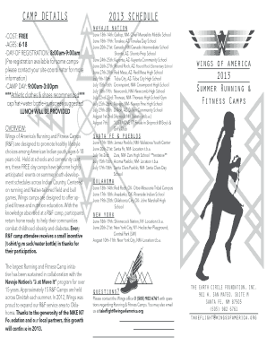 Fillable Online fdihb CAMP DETAILS 2013 SCHEDULE - bfdihbbborgb Fax ...