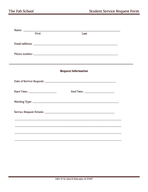 Fillable Online Student Service Request Form - The Fab School Fax Email ...