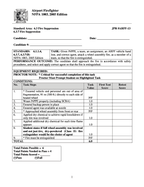 Fillable Online 7 Fire Suppression JPR #ARFF13 Candidate: Date ...