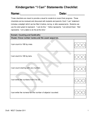 Fillable Online ndcurriculuminitiative D. I Can Checklist, Kindergarten ...