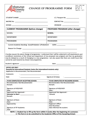 Fillable Online F60 Change of Programme Form Fax Email Print - pdfFiller