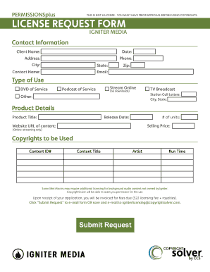 Fillable Online PERMISSIONSplus LICENSE REQUEST FORM Fax Email Print ...