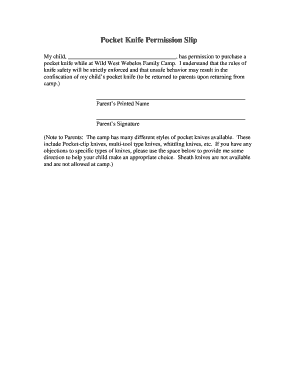 Fillable Online Knife Permission Form - Grand Canyon Council Fax Email ...