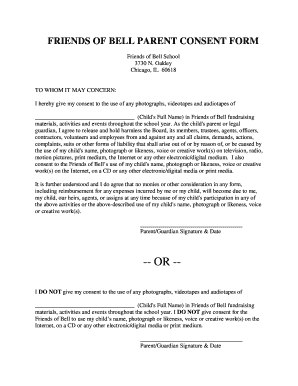Fillable Online FRIENDS OF BELL PARENT CONSENT FORM Fax Email Print ...