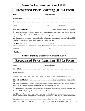 Fillable Online Recognised Prior Learning RPL Form - bapolabbcombau Fax ...