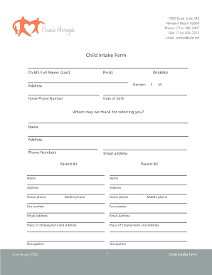 Fillable Online Child Intake Form - Connie Hornyak Fax Email Print ...