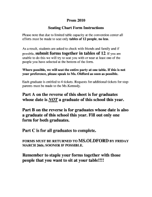 Fillable Online Prom 2010 Seating Chart Form Instructions Fax Email ...