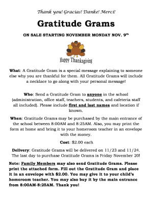 Fillable Online sunset dadeschools Thank you Gracias Danke Merci ...