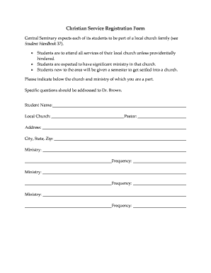 Fillable Online Christian Service Registration Form Fax Email Print ...