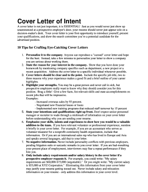 Fillable Online Cover Letter of Intent Fax Email Print - pdfFiller