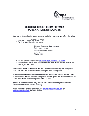 Fillable Online MPA-Resource order form - Mineral Products Association ...
