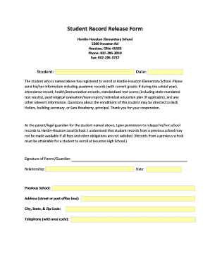 Fillable Online houston k12 oh Student Record Release Form ...