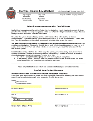 Fillable Online houston k12 oh School Announcements with OneCall Now ...