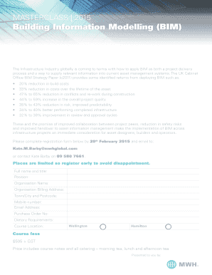 Fillable Online MASTERCLASS 2015 Building Information Modelling BIM Fax ...