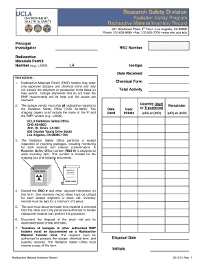 Fillable Online RADIOACTIVE MATERIAL INVENTORY - behsbbuclabbedub Fax ...