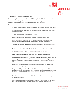 Fillable Online rubinmuseum K-12 Group Visit Information Form - Rubin ...