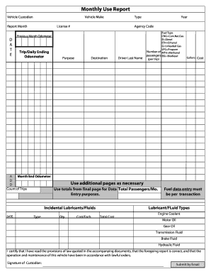 Fillable Online Monthly Use Report - Texas AM UniversityCorpus Christi ...