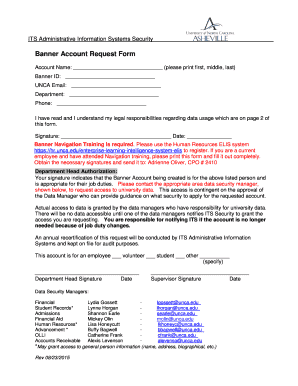 Fillable Online Banner Account Request Form - UNC A Fax Email Print - pdfFiller