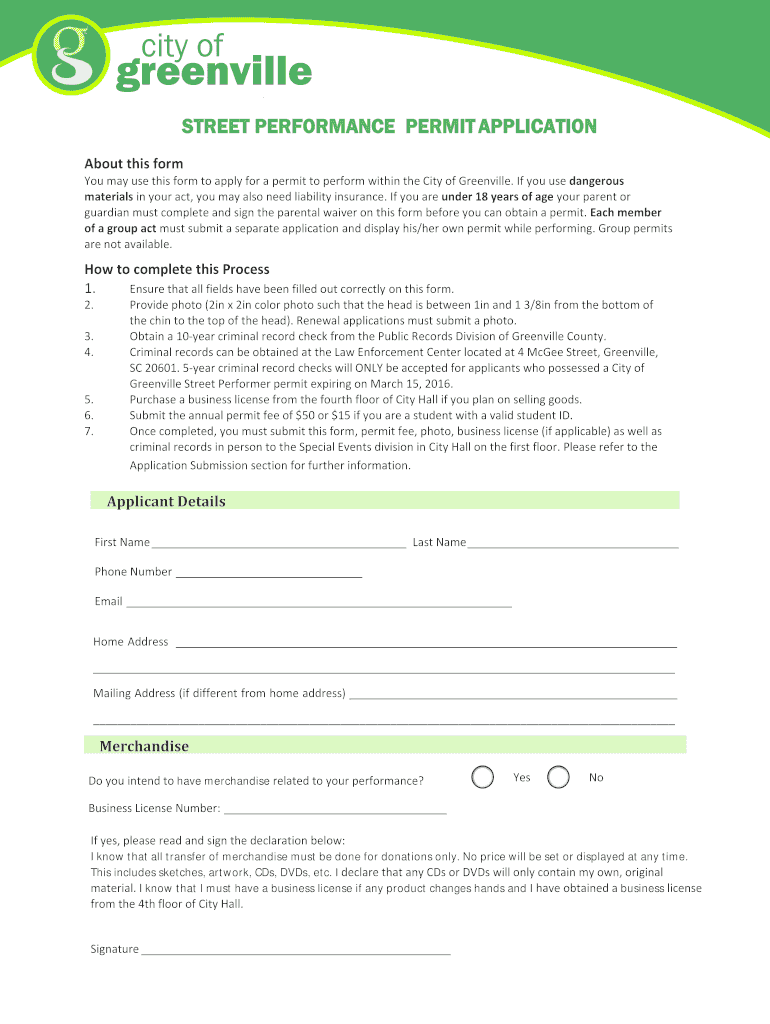 Fillable Online Street bPerformancE Permitb Application - Falls Park ...