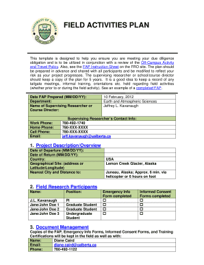 Fillable Online fieldoffice ualberta Principle Investigators Field ...